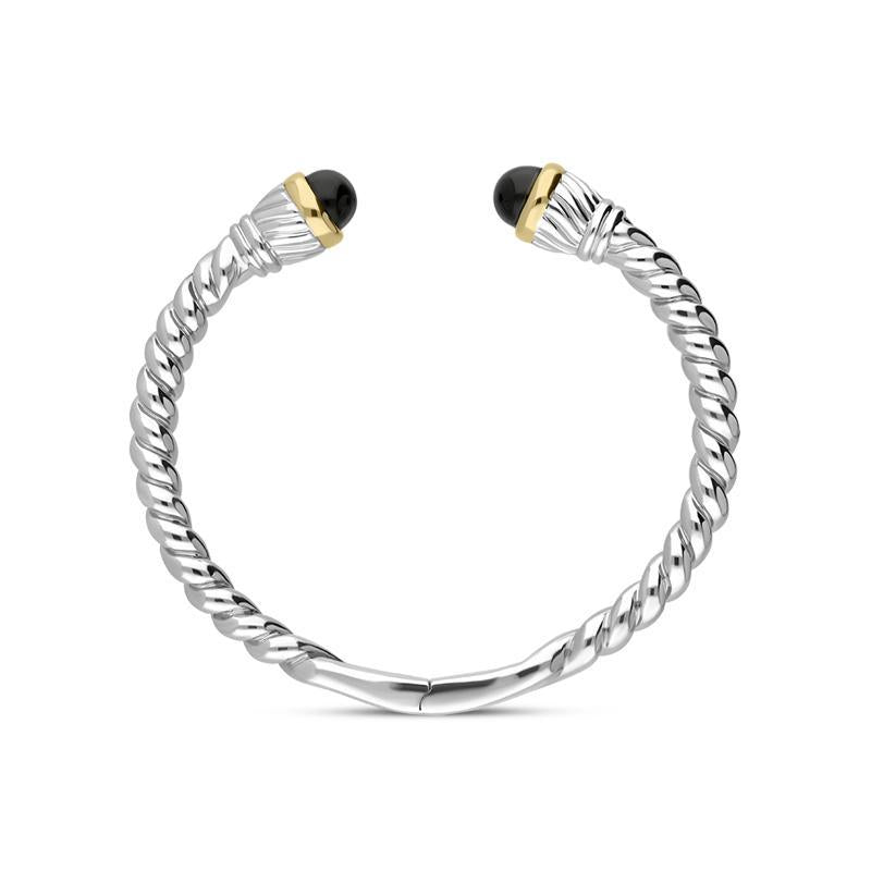 Sterling Silver Whitby Jet Bead Hinged Torc Twist Bangle B738 Bangle ...
