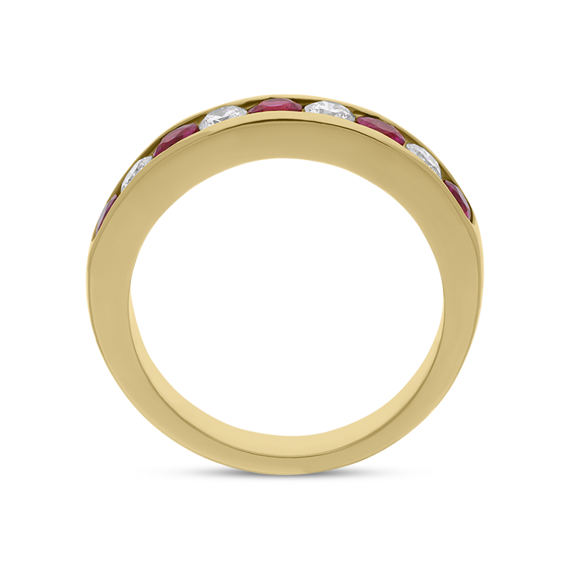 18ct Yellow Gold 0.64ct Ruby Diamond Half Eternity Ring D Supplier ...