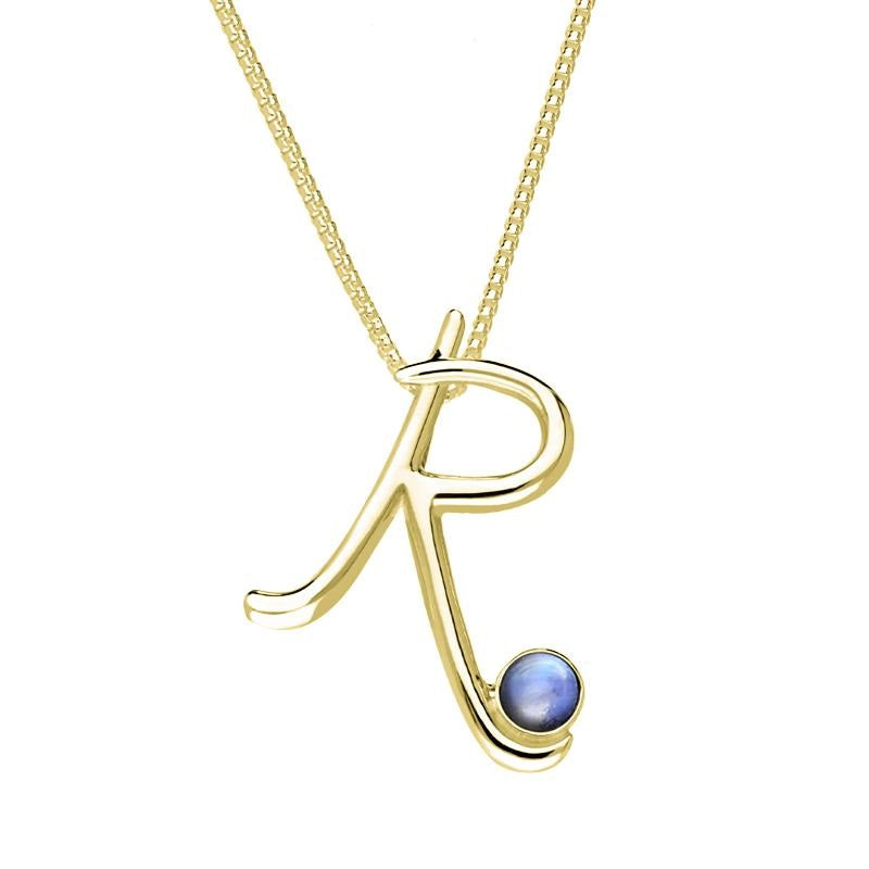 18ct Yellow Gold Moonstone Love Letters Initial R Necklace P3465 ...