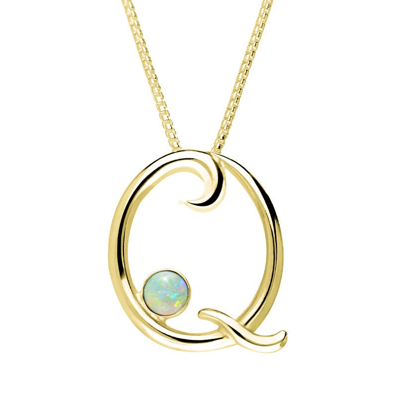 18ct Yellow Gold Opal Love Letters Initial Q Necklace P3464 Necklace ...
