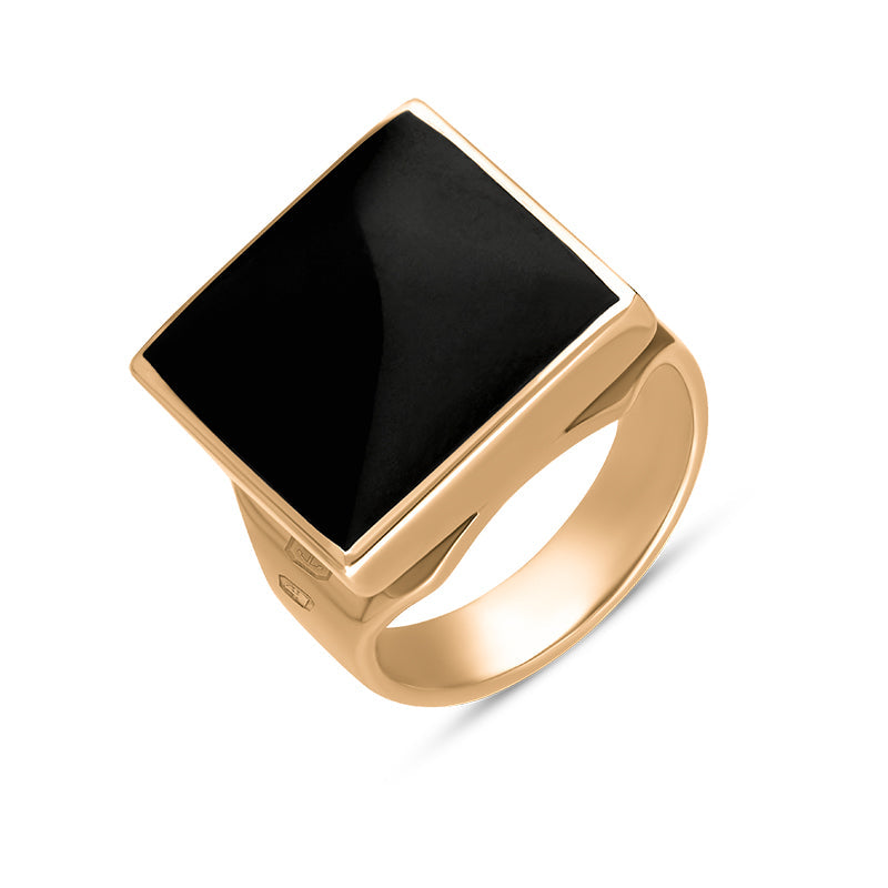 9ct Rose Gold Whitby Jet Hallmark Small Square Ring R603_FH Ring | Jura ...