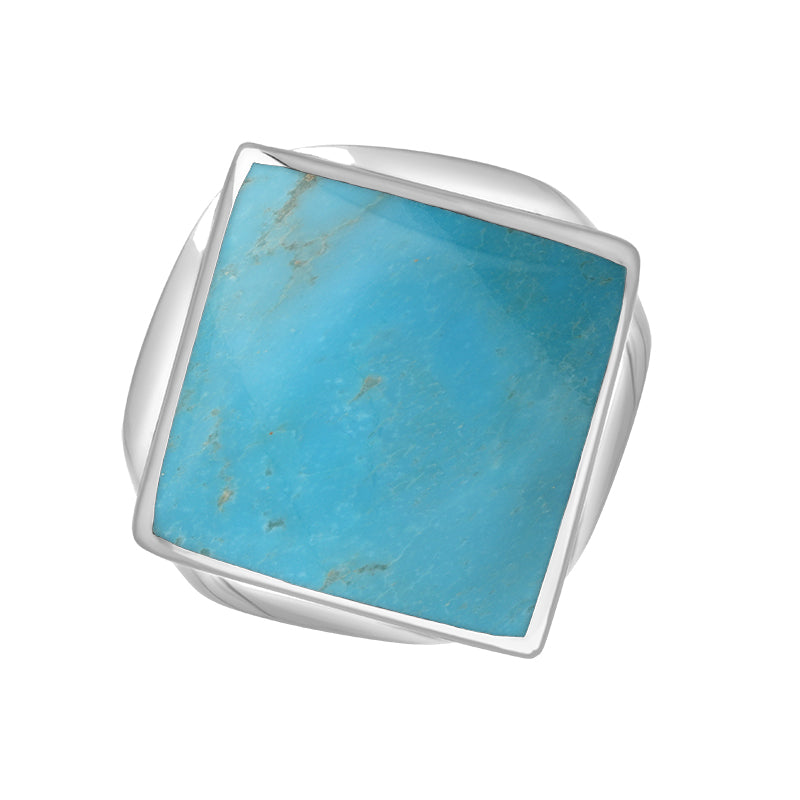 9ct White Gold Turquoise Hallmark Small Rhombus Ring R606_FH Ring ...
