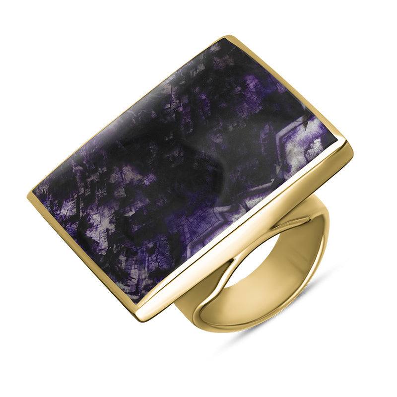 9ct Yellow Gold Blue John Hallmark Large Square Ring R605_FH Ring ...