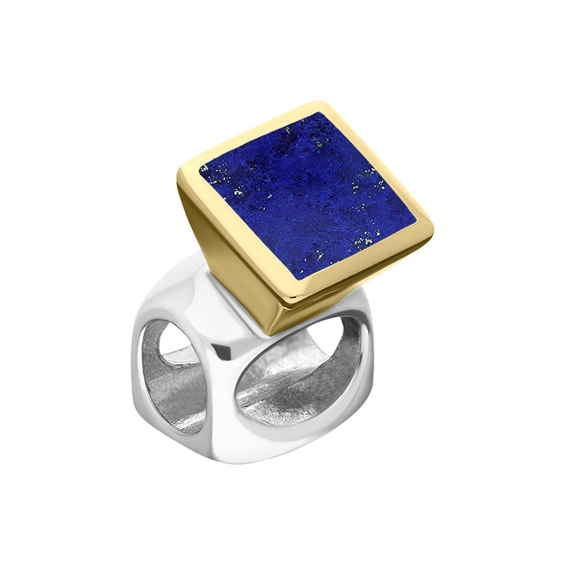 9ct Yellow Gold Sterling Silver Lapis Lazuli Stepping Stones 5mm Square ...