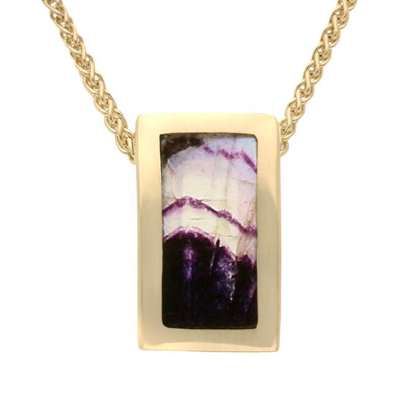 9ct Yellow Gold Blue John Oblong Stone Set Necklace P1160 Necklace | Jura Watches