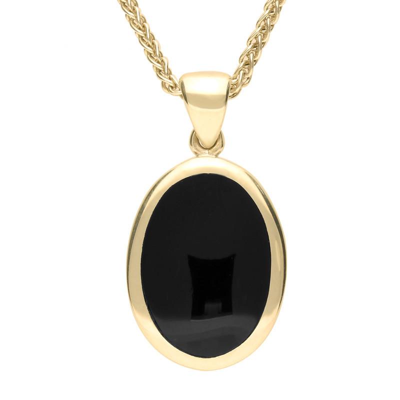 9ct Yellow Gold Whitby Jet Oval Frame Necklace P091 Necklace | Jura Watches