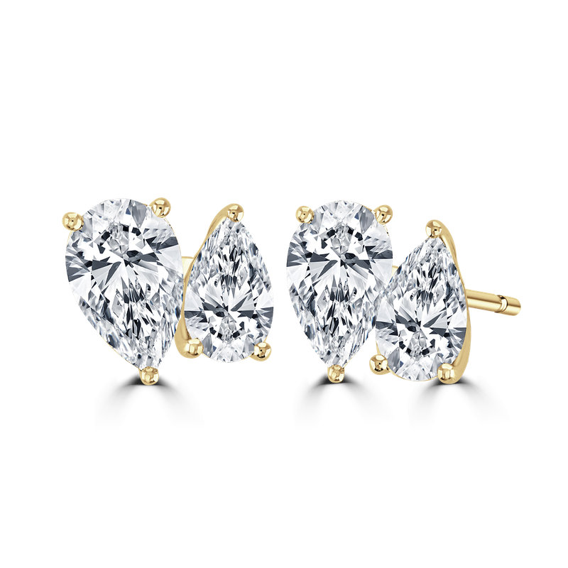 18ct Yellow Gold 3.8ct Laboratory Grown Diamond 'Toi et Moi' Earrings ...