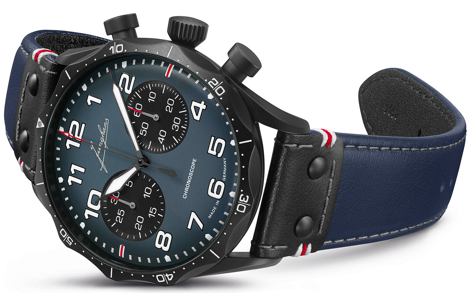 Junghans Watch Meister Pilot Chronoscope Navy Blue Limited Edition 27/ ...