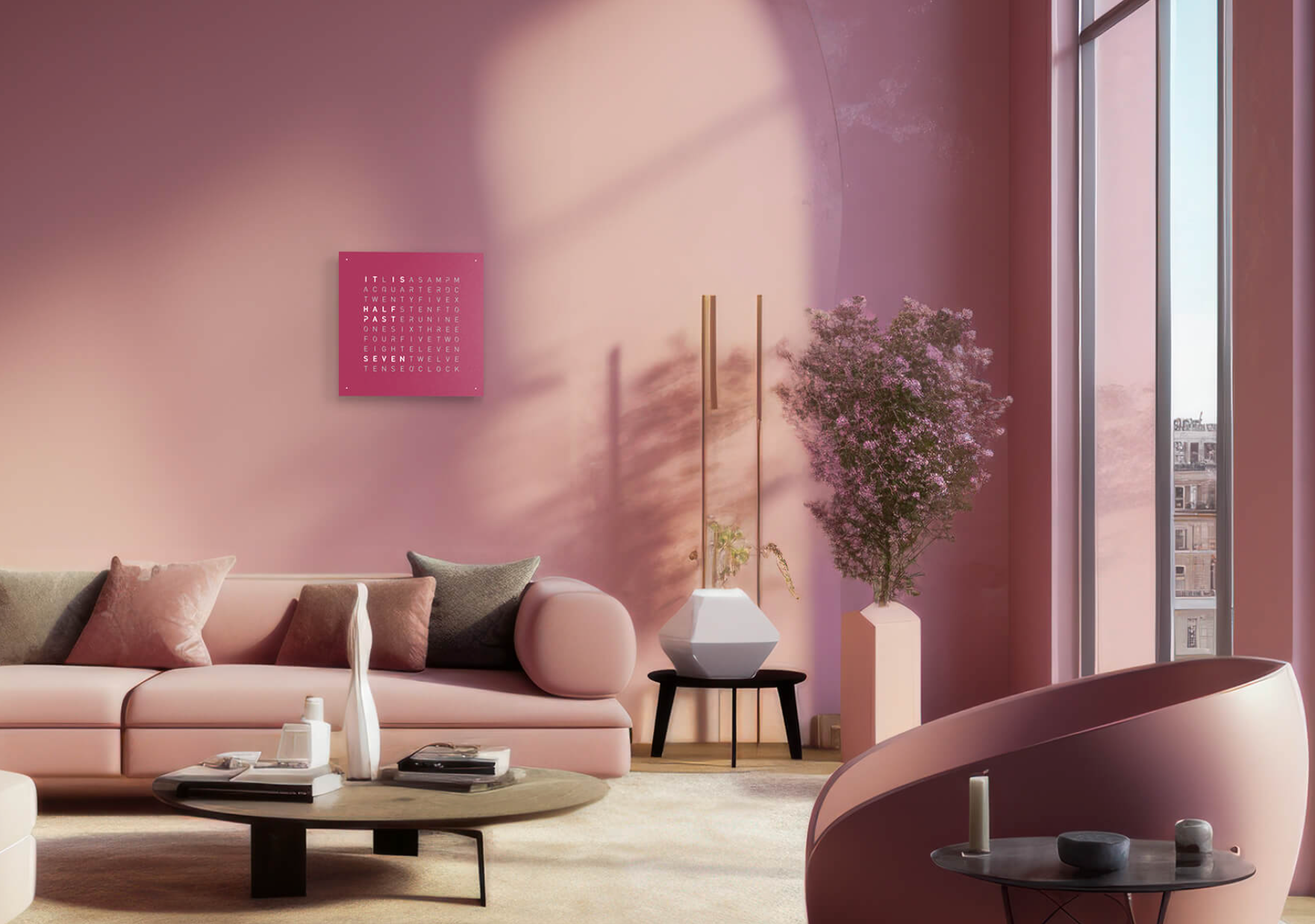 QLOCKTWO Classic Pretty Pink Wall Clock 45cm Supplier Model Number ...