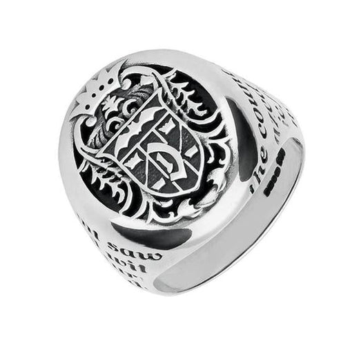 Sterling Silver Whitby Jet Dracula Crest Signet Ring R622 Ring | Jura Watches