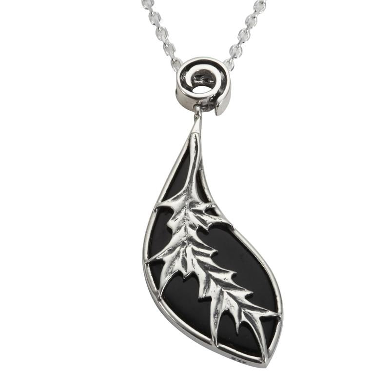 Sterling Silver Whitby Jet Acanthus Leaf Necklace P2028 Necklace | Jura Watches