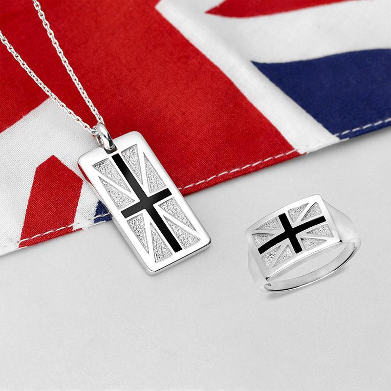 Sterling Silver Whitby Jet Union Jack Ring Supplier: International ...