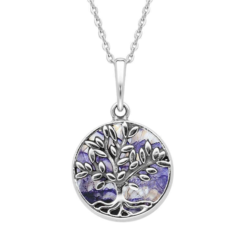 Sterling Silver Blue John Small Round Large Leaves Tree of Life ...