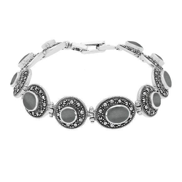 Sterling Silver Hematite Marcasite Oval Link Bracelet Supplier: VBP ...