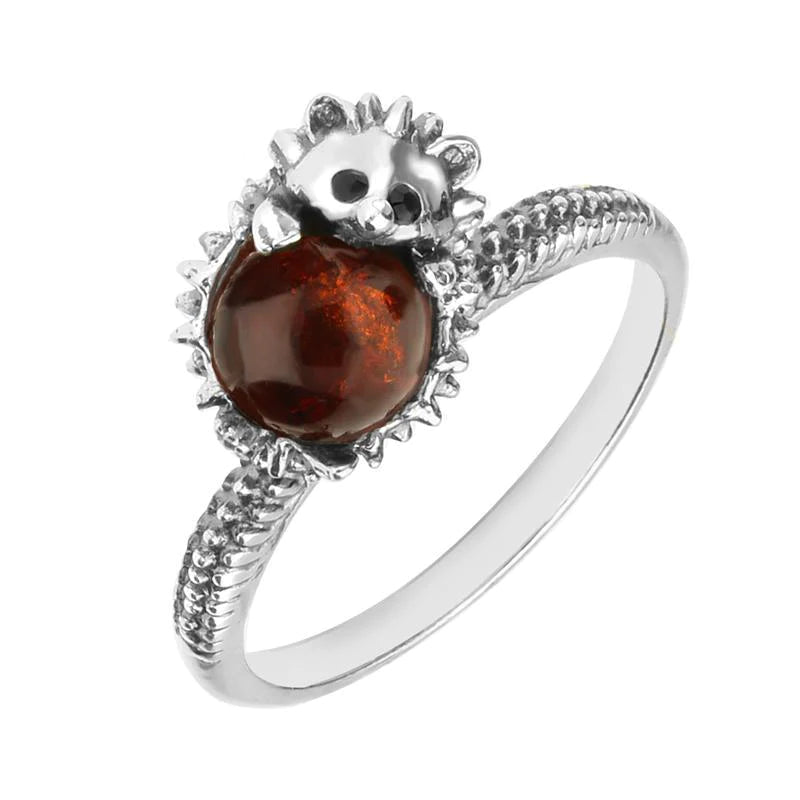 Sterling Silver Amber Tiny Hedgehog Ring R1162 Ring | Jura Watches