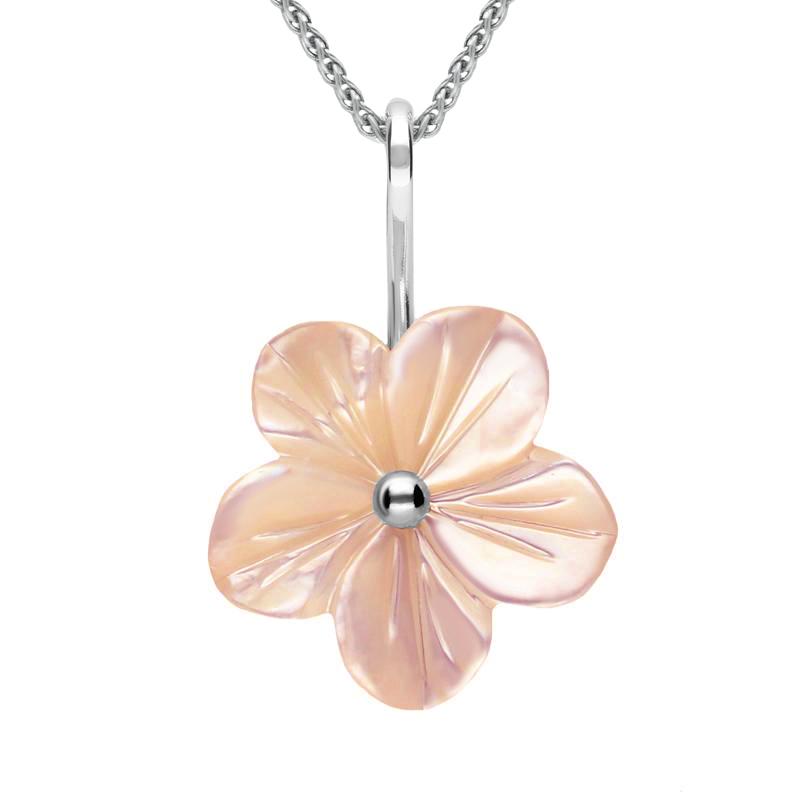 Sterling Silver Pink Mother of Pearl Tuberose 22mm Desert Rose Necklace ...