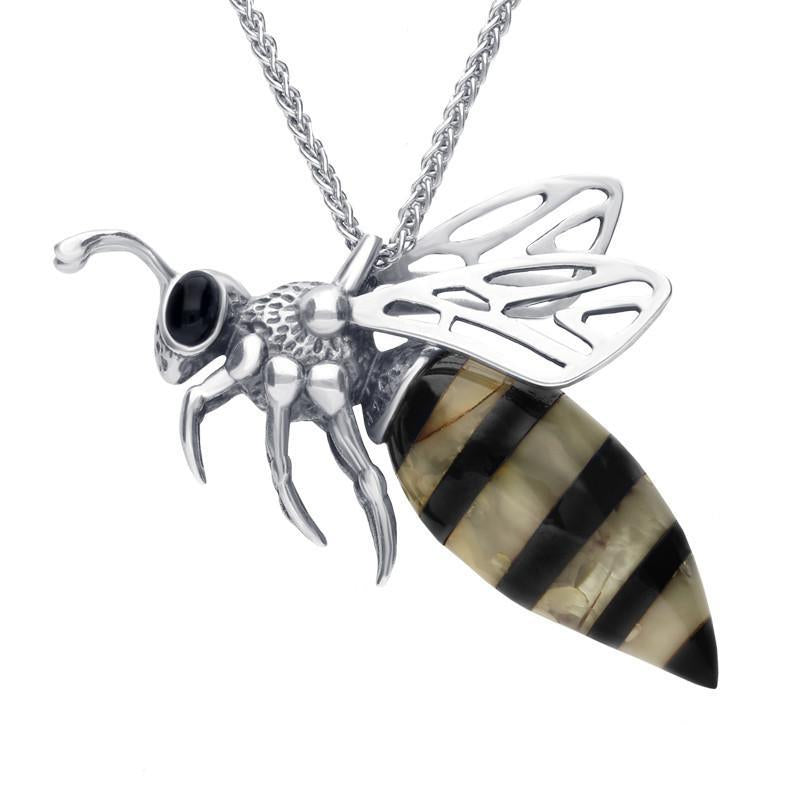 Sterling Silver Whitby Jet Amber Small Bee Necklace P2318 Necklace | Jura Watches