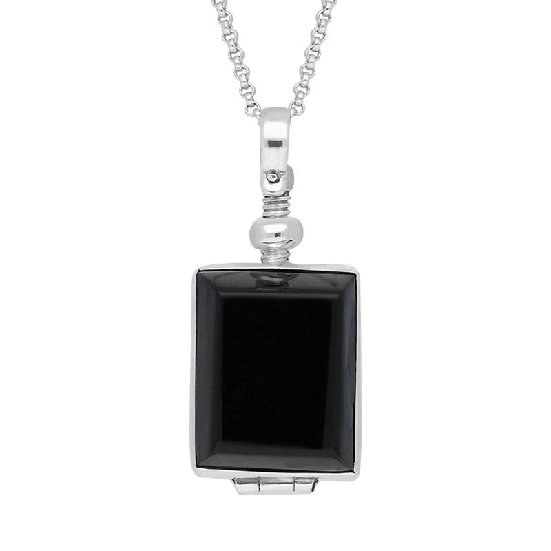 Sterling Silver Whitby Jet Glass Rectangular Locket D P2646 Necklace ...