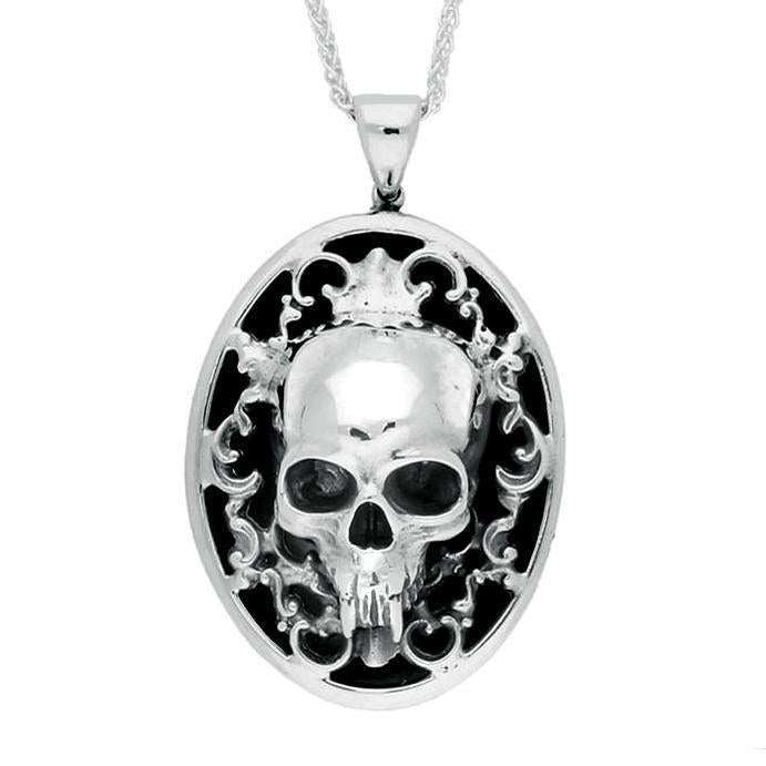 Sterling Silver Whitby Jet Large Oval Skull Necklace P2800 Necklace ...