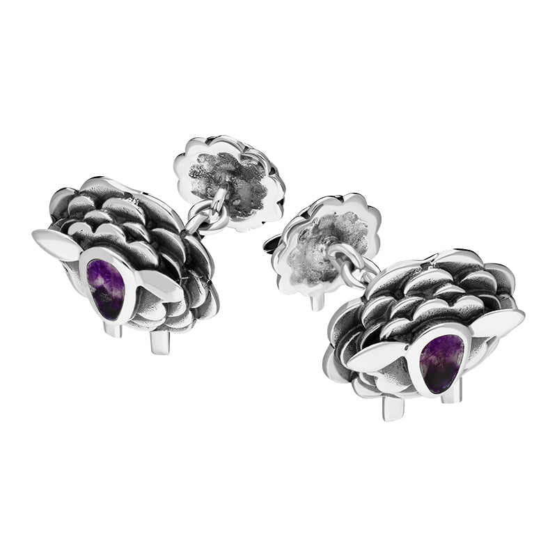 9ct White Gold Blue John Sheep Chain Link Cufflinks CL548 Cufflinks ...