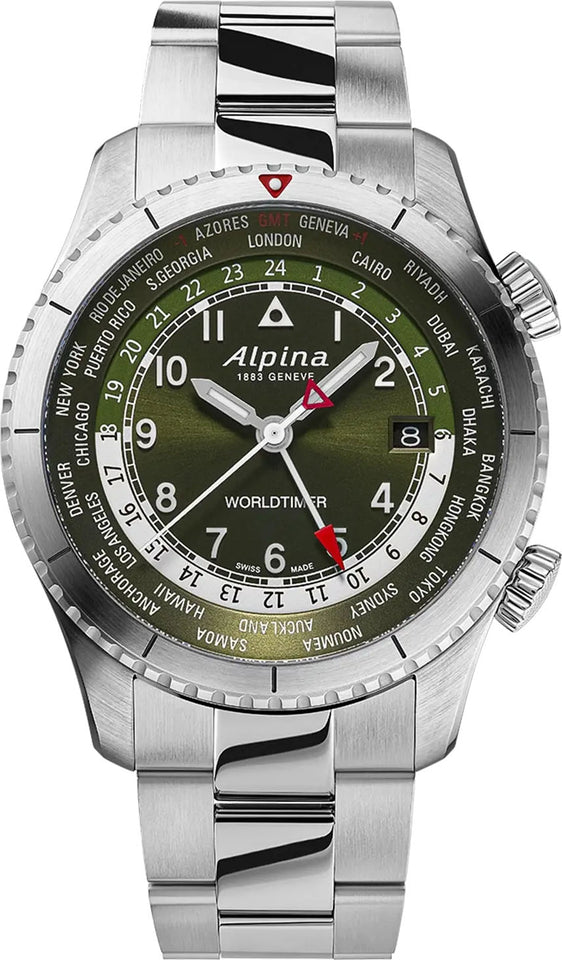 Alpina Alpina Starter Pilot Quartz Worldtimer D AL-255GR4S26B Watch ...