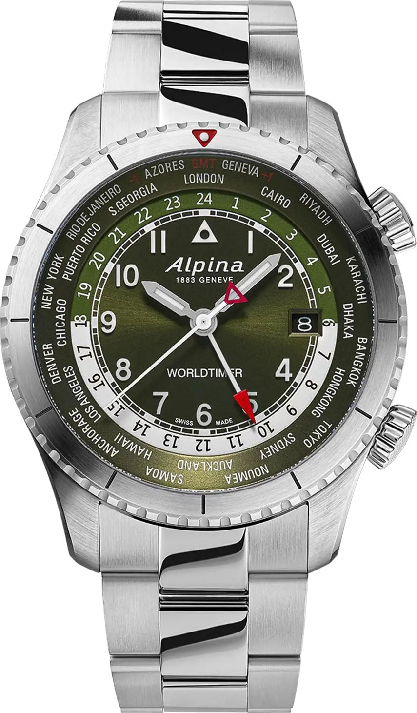 Alpina Alpina Starter Pilot Quartz Worldtimer D AL-255GR4S26B Watch ...