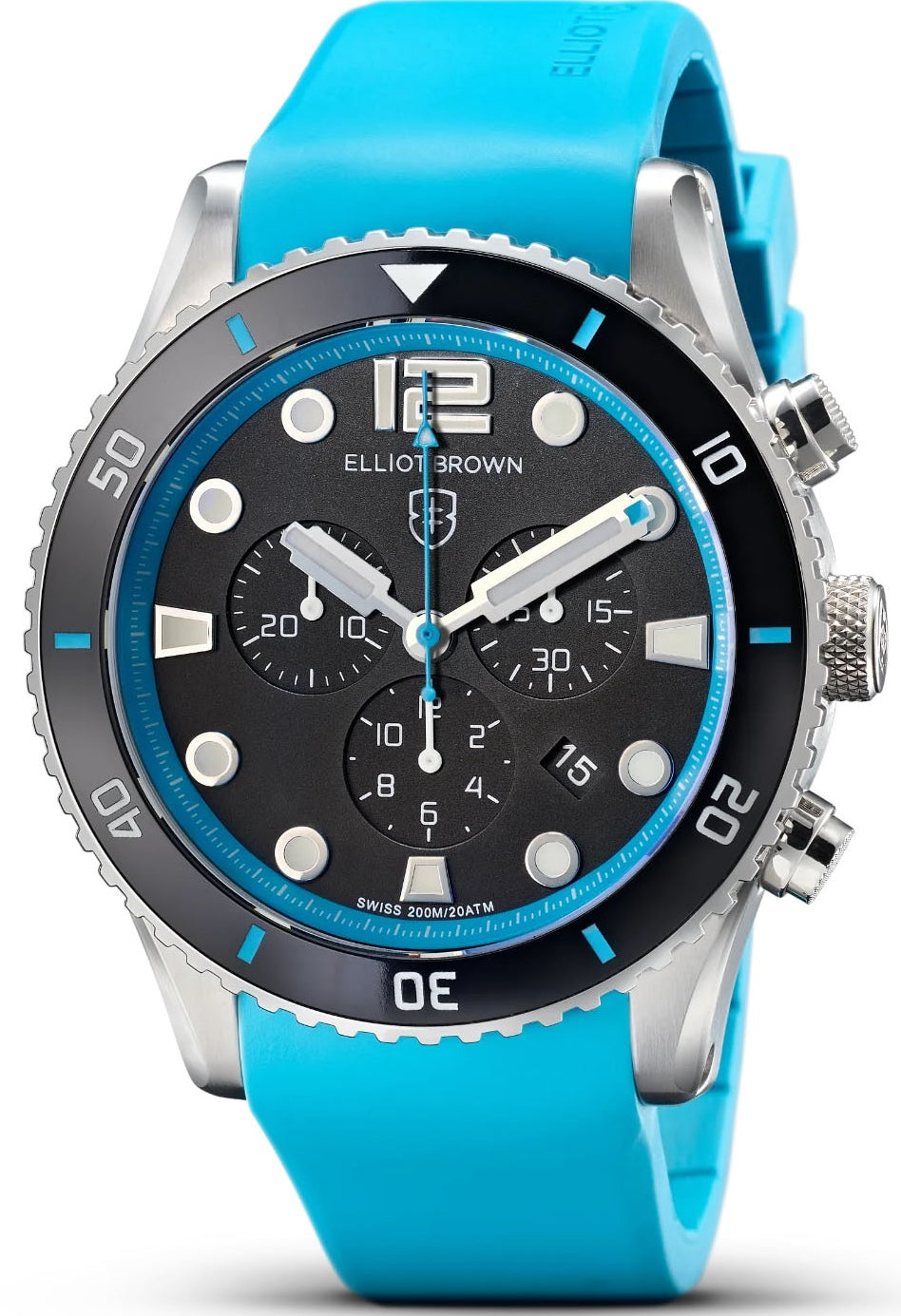 Elliot Brown Bloxworth Chrono Black Cyan Rubber D 929-018-R15 Watch ...