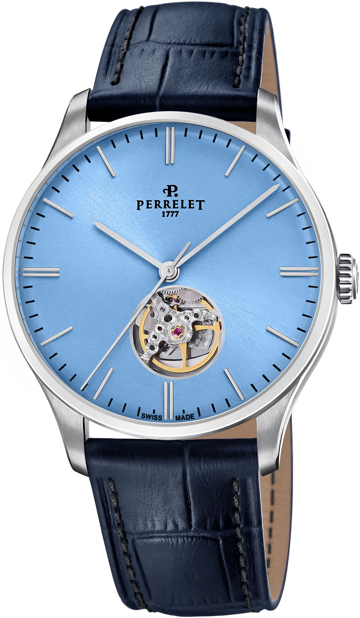 Perrelet Weekend 3 Hands Open Heart Ice Blue Watch A1302/A Watch | Jura Watches