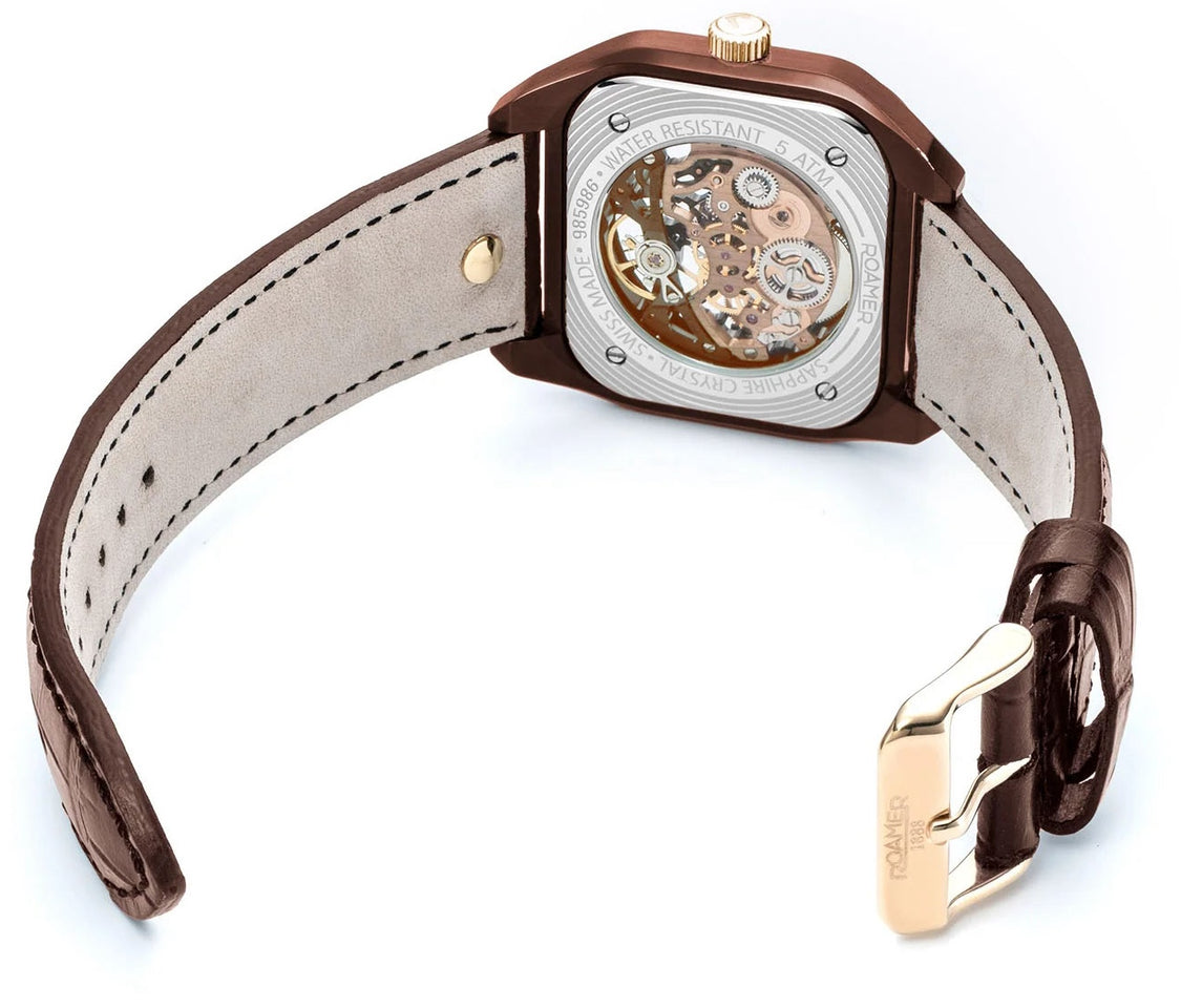 Roamer Mechano Brown Skeleton Watch 985986 43 65 20 Watch | Jura Watches