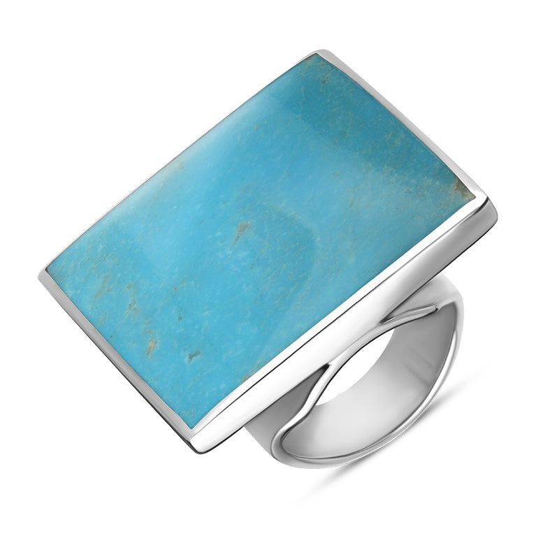 Sterling Silver Turquoise Hallmark Large Square Ring R605_FH Ring ...