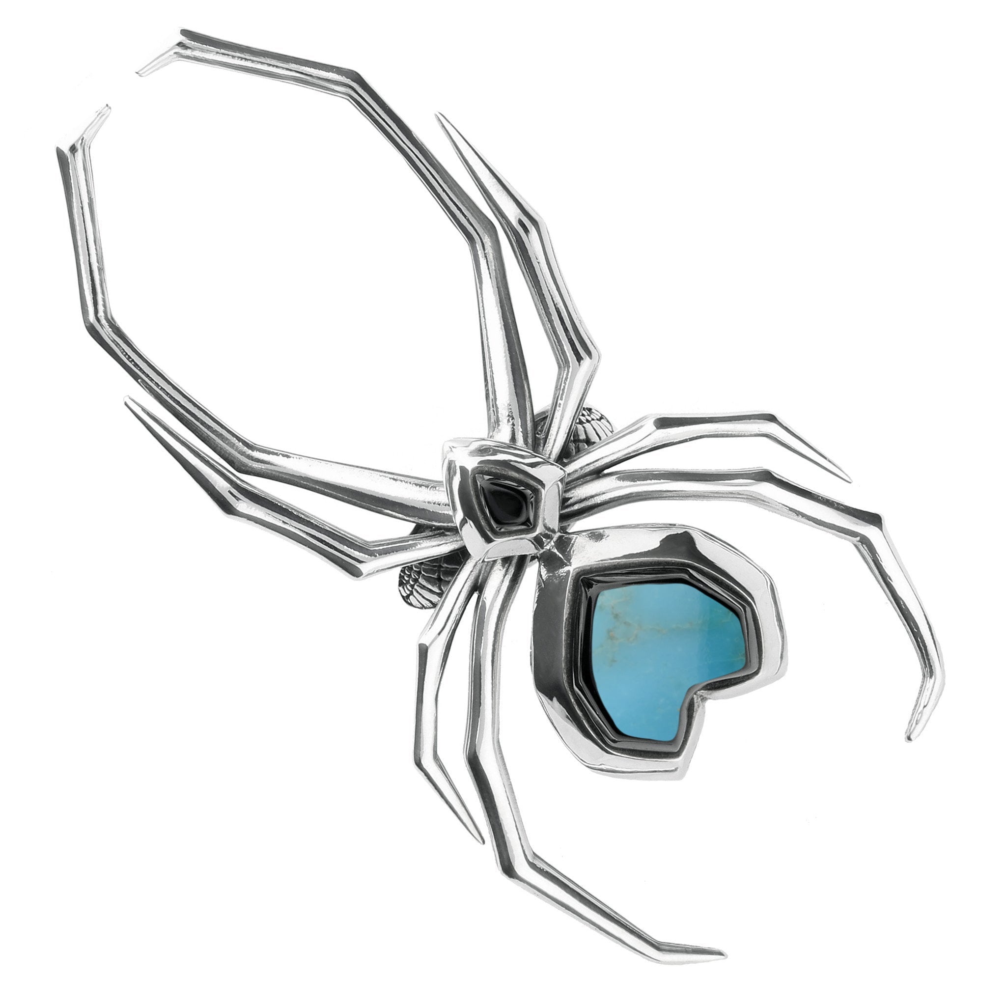 Sterling Silver Whitby Jet Turquoise Gothic Large Spider Ring R726 Ring ...