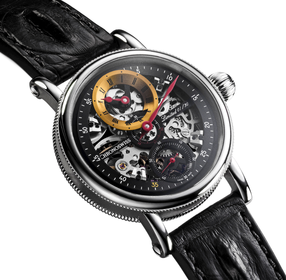 Chronoswiss Watch Flying Grand Regulator Skeleton CH-6723S-BKYE Watch | Jura Watches