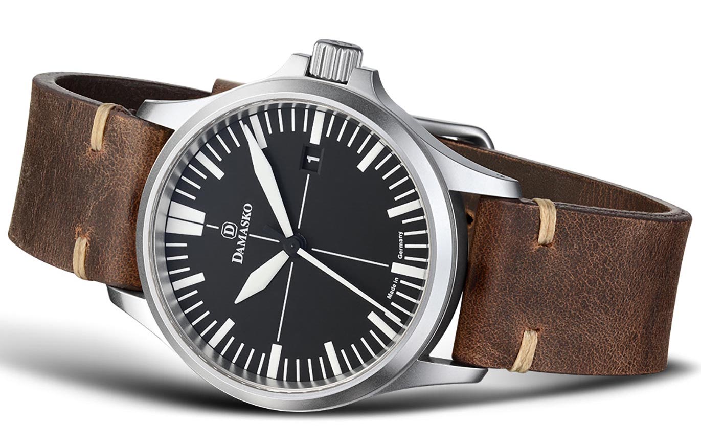 Damasko Watch DK32 Black Vintage Mocha Leather Pin DK 32 Black Vintage ...