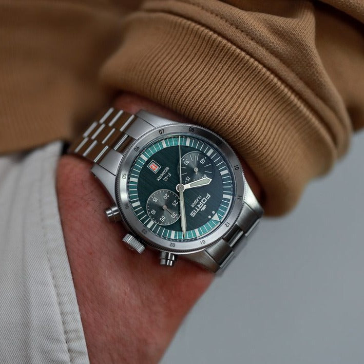 Fortis Flieger F-43 Bicompax Petrol Watch F4240008 Watch | Jura Watches