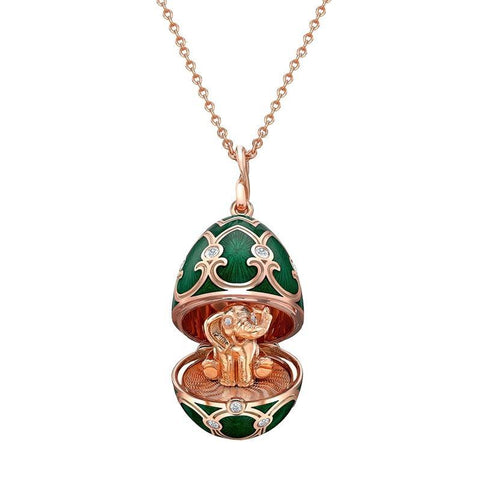 Faberge Palais Tsarskoye Selo Emerald Green Locket with Elephant ...