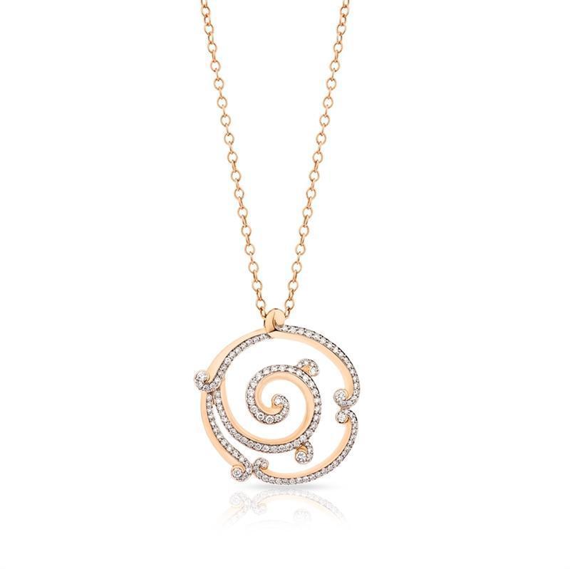 Faberge Rococo 18ct Rose Gold Pave Diamond Pendant D 560PE1479 Necklace ...