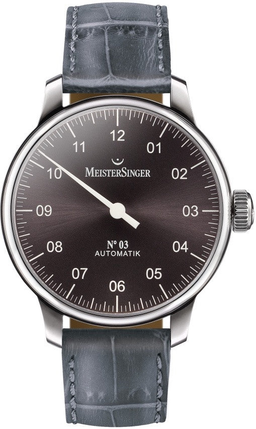 MeisterSinger Watch N. 03 AM907 Croco Print Black Watch | Jura Watches