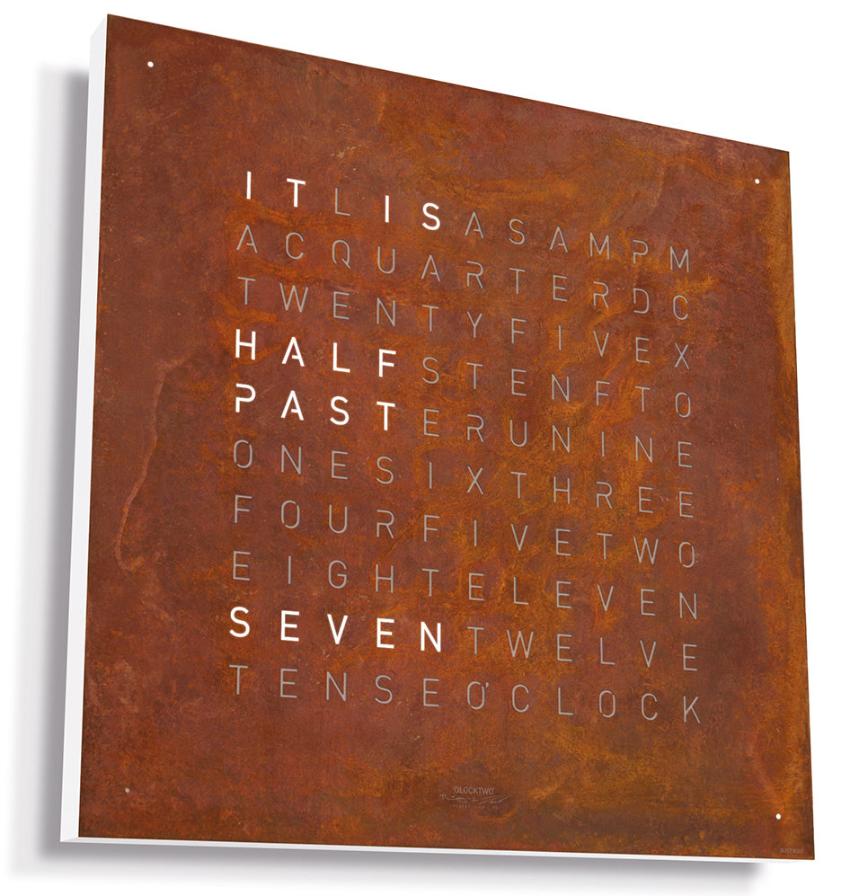 QLOCKTWO Earth 45 Creators Edition Rust Wall Clock Watch QT4ENRT Watch ...