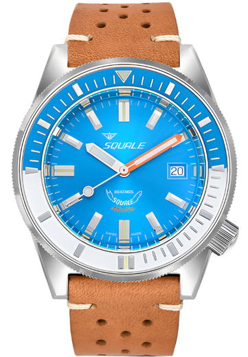 Squale Matic Light Blue Leather MATICXSE.PTC Watch | Jura Watches