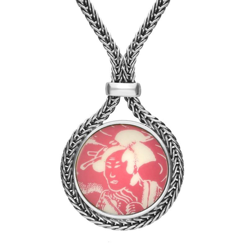 Sterling Silver Royal Crown Derby Pink Mikado Round Foxtail Necklace D ...