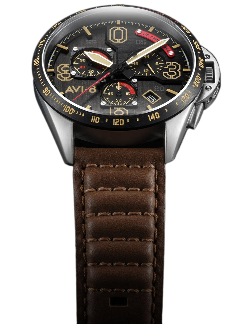 AVI-8 Watch P-51 Mustang Blakeslee Chronograph Bronze Oak AV-4077-02 ...