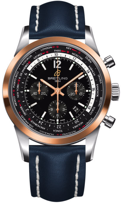 Breitling Watch Transocean Unitime Pilot Black Red Gold UB0510U4/BC26 ...