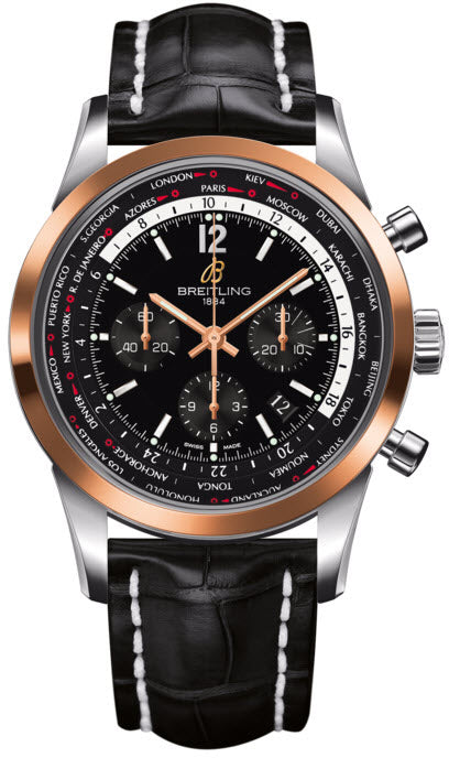 Breitling Watch Transocean Unitime Pilot Black Red Gold UB0510U4/BC26 ...