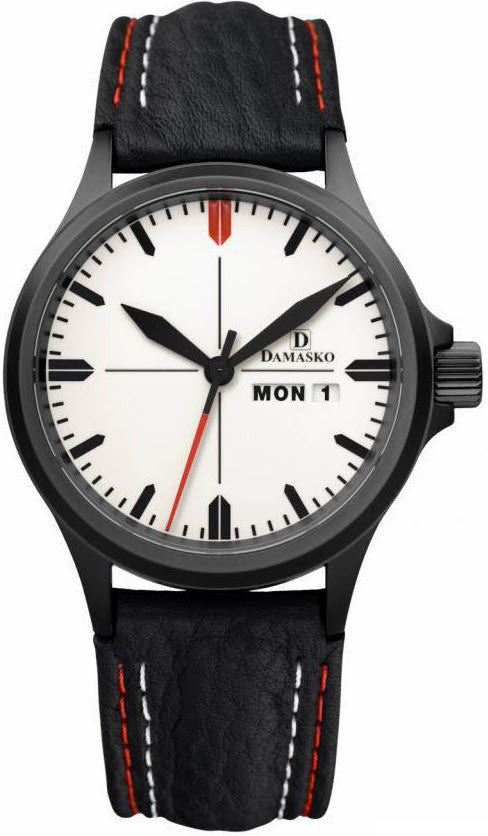 Damasko Watch DA 35 Black PVD Leather Pin DA 35 Black Leather Pin Watch ...