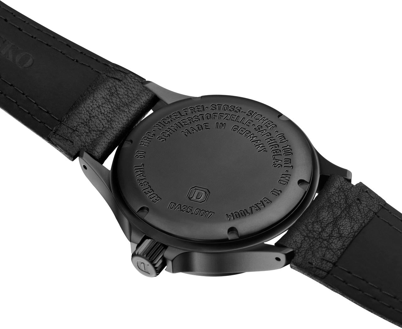 Damasko Watch DA 35 Black PVD Leather Pin DA 35 Black Leather Pin Watch ...