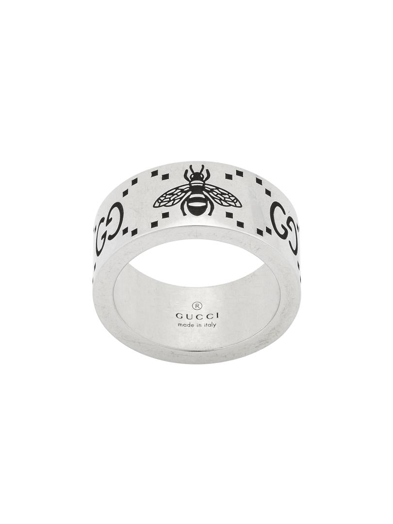 Gucci GG Sterling Silver Engraved Bee 9mm Ring D YBC728304001 Ring ...
