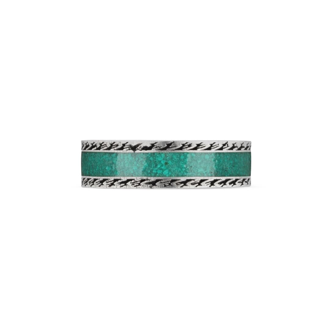Gucci Interlocking G Sterling Silver Turquoise Enamel 6mm Band Ring D ...