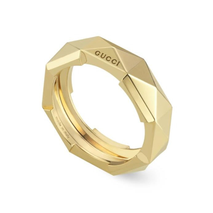 Gucci Link to Love 18ct Yellow Gold 6mm Studded Ring D YBC662184001 ...