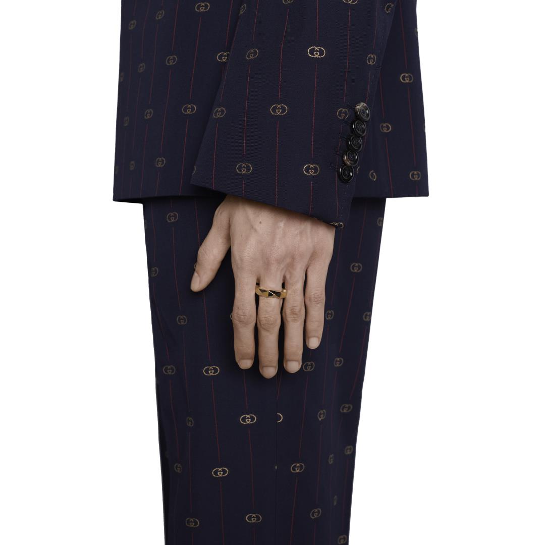 Gucci Link to Love 18ct Yellow Gold 6mm Studded Ring D YBC662184001 ...