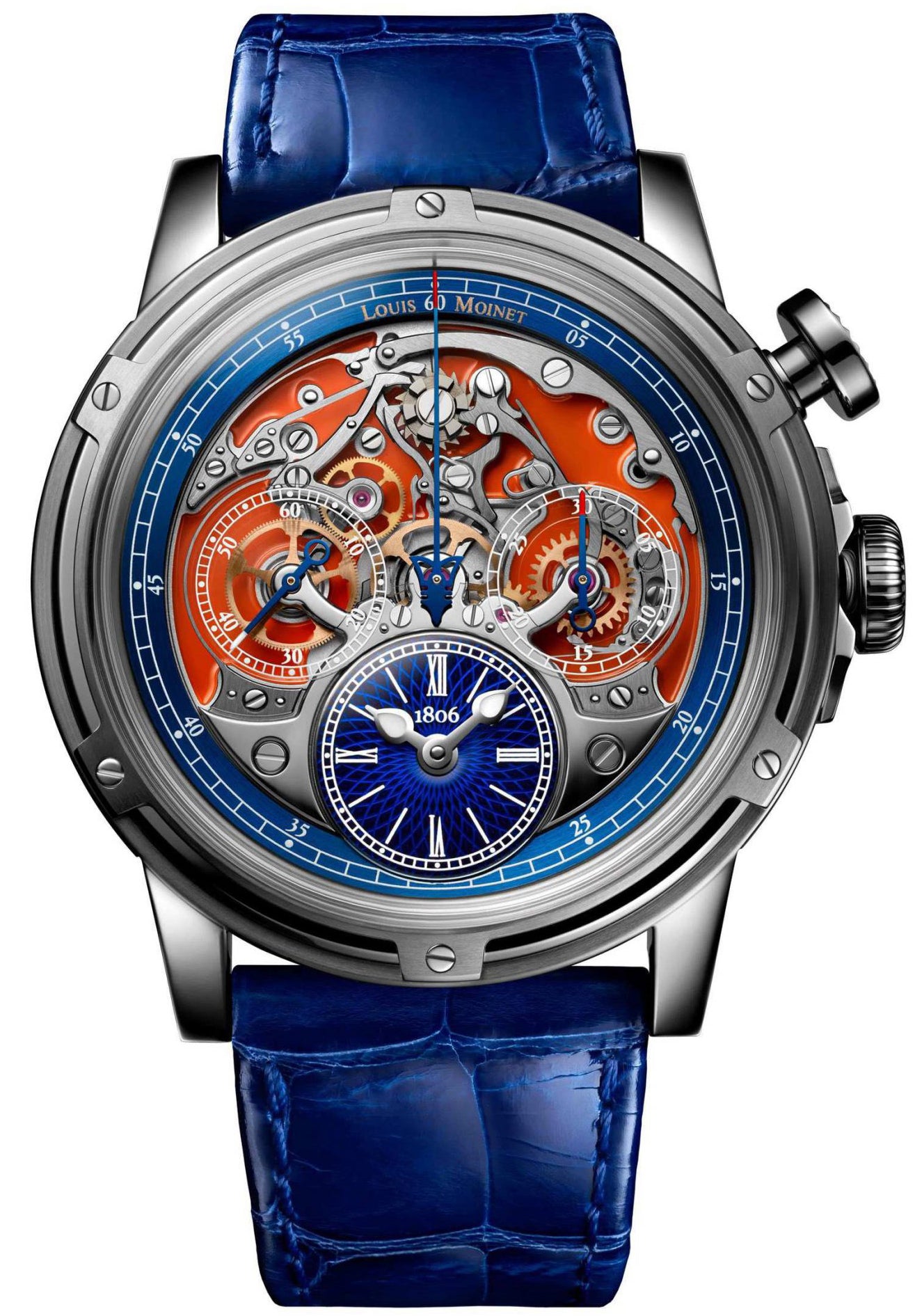 Louis Moinet Watch Memoris Superlight Blue Orange Limited Edition LM-79 ...